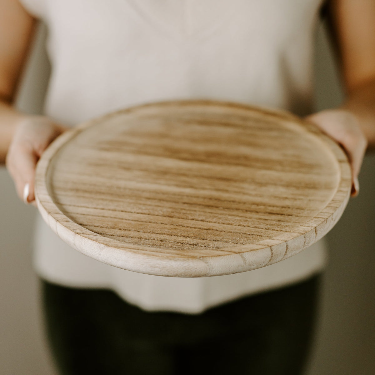 Large Rustic Round Wood Tray – Knot & Home